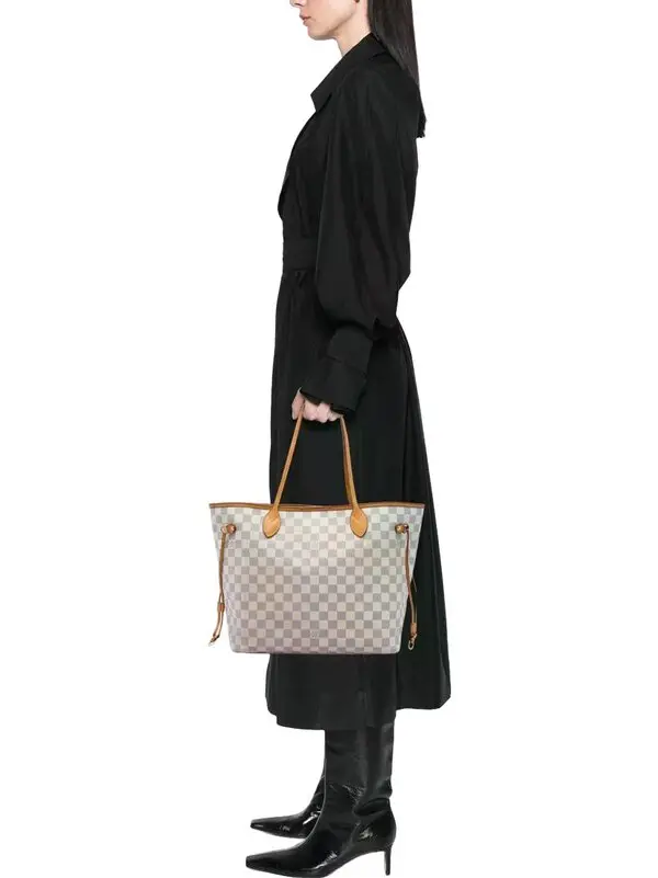 LOUIS VUITTON Damier Azur Neverfull Mm Tote Bag - White