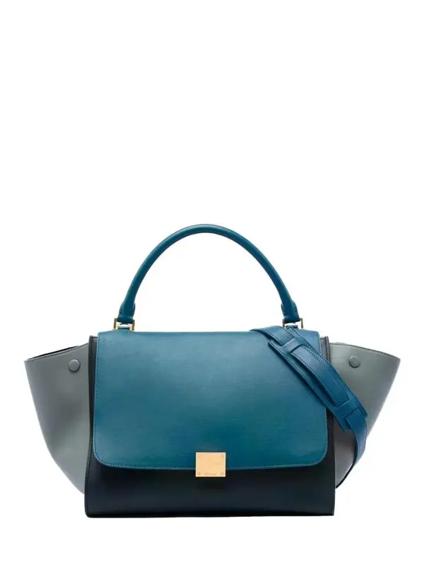 Celine Tricolor Leather Trapeze Satchel - Black