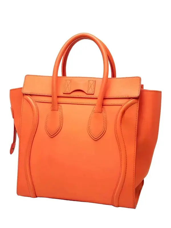 Celine Leather Luggage Tote Bag - Orange