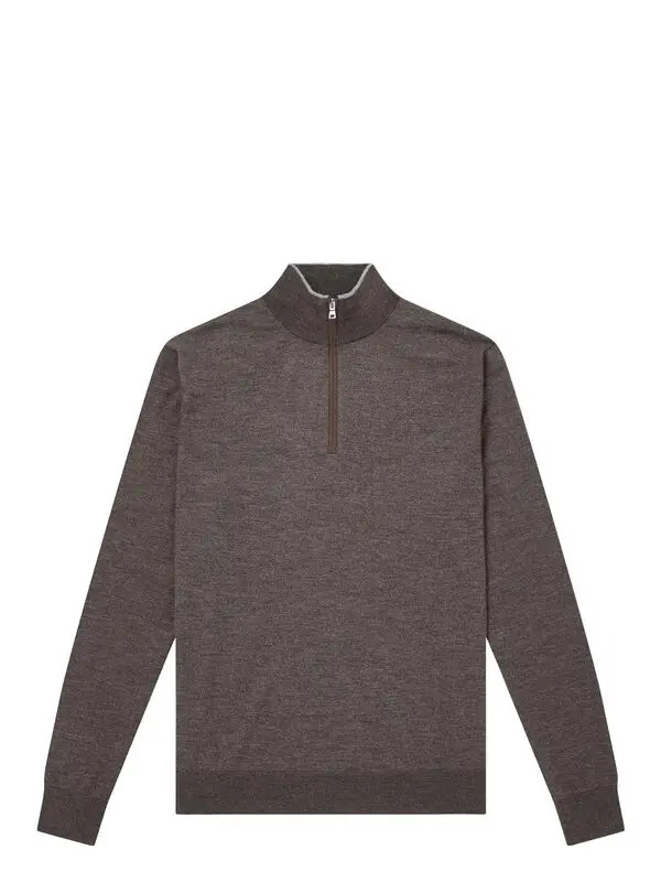 Peter Millar Excursionist Merino Wool-blend Half-zip Sweater - Brown