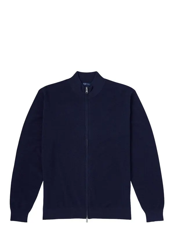 Peter Millar Excursionist Merino Wool-blend Full-zip Sweater - Blue