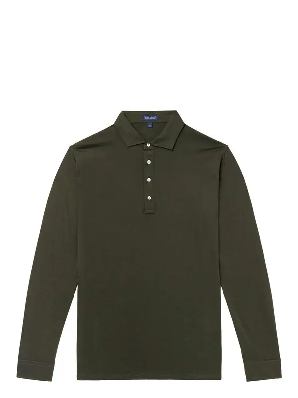 Peter Millar Ashby Silk And Cotton Polo Shirt - Green