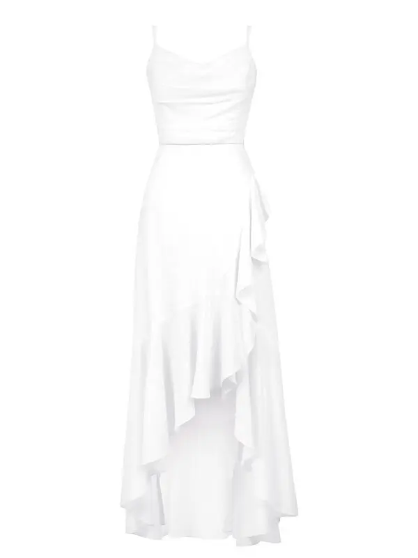 ALINA CERNATESCU Volla Linen Dress With Ruffles - White