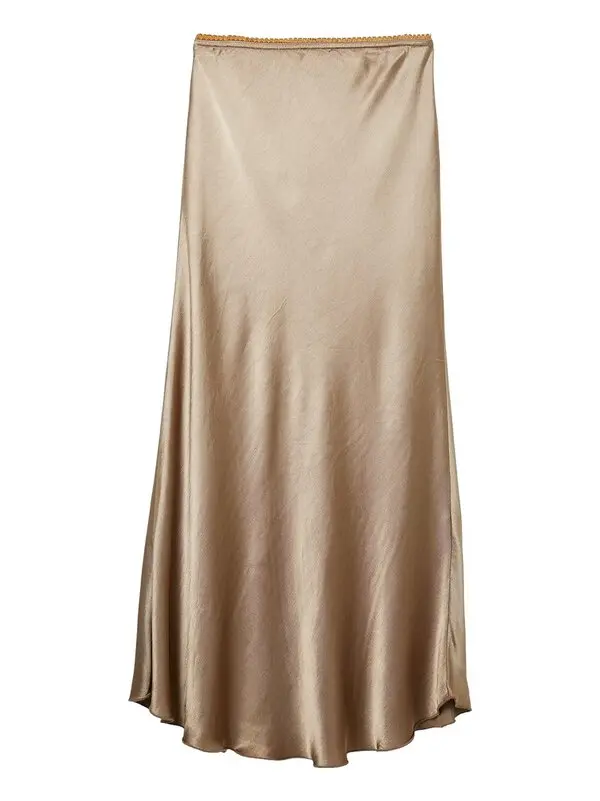 COVE Bias Cut Satin Midi Skirt - Gold