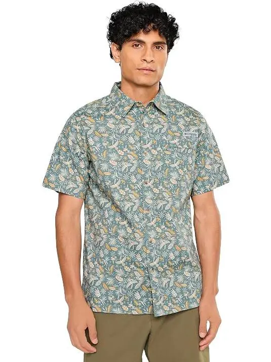 Columbia Pfg Wild Cast Camp Shirt Clothing Nocturnal Toucanet - Green