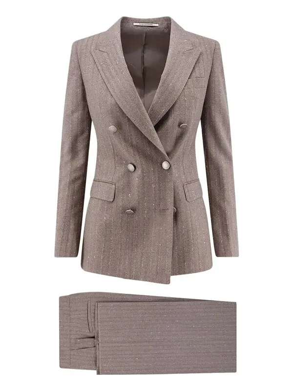 Tagliatore Parigi Double-breasted Virgin Wool Tailleur - Beige