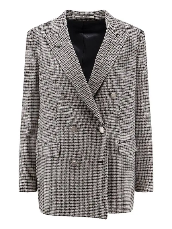 Tagliatore Jasmine Pied-de-poule Wool Blend Blazer - Grey
