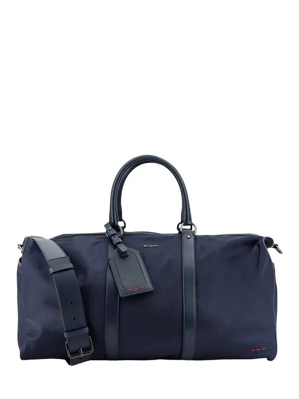 Kiton Nylon Travel Bag With Leather Inserts - Blue