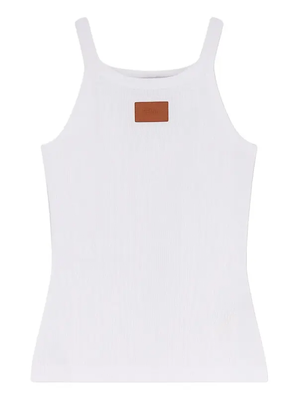 Fendi Ribbed Cotton Tank Top - White