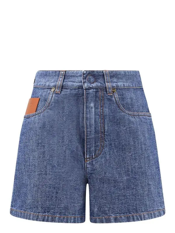 Fendi Chambray Denim Shorts - Blue