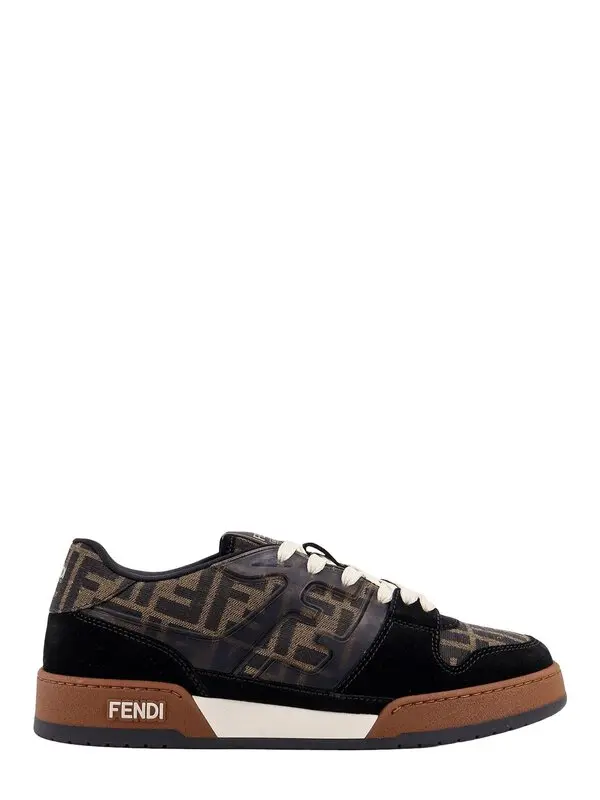 Fendi Match Ff Jacquard And Suede Low-top Sneakers - Black