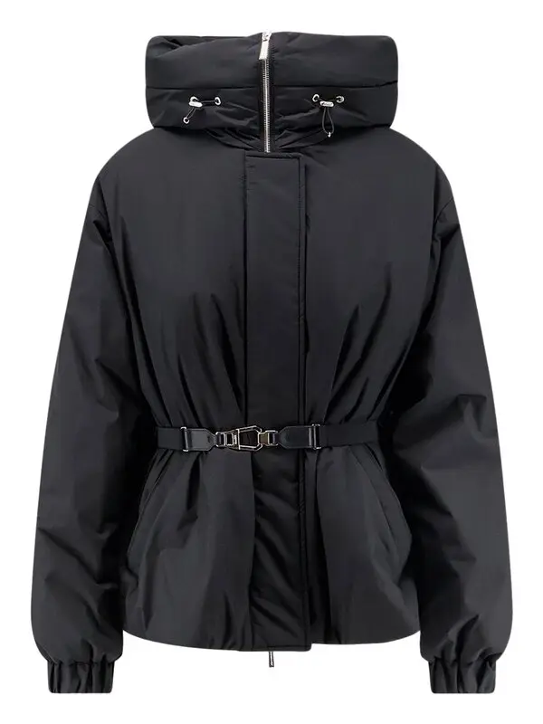 MOORER Belted Down Jacket With Hood - Black