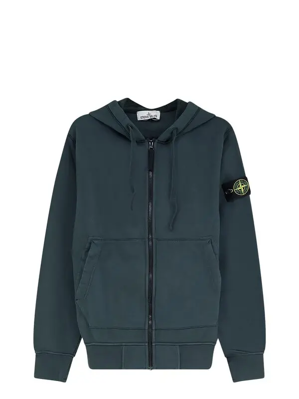Stone Island Organic Cotton Zip-up Hoodie - Green