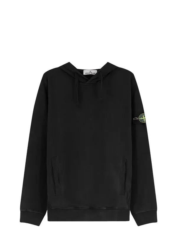Stone Island Organic Cotton Hoodie With Logo Patch - Black