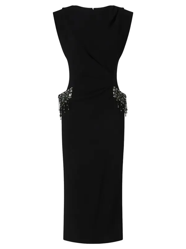 Pinko Bejewelled Embroidery Slim-fit Midi Dress - Black