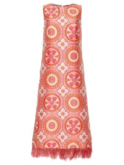 La DoubleJ Column-style Dress With Fringe Hem - Pink
