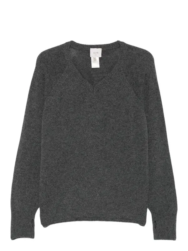 ALYSI Cashmere V-neck Sweater - Grey