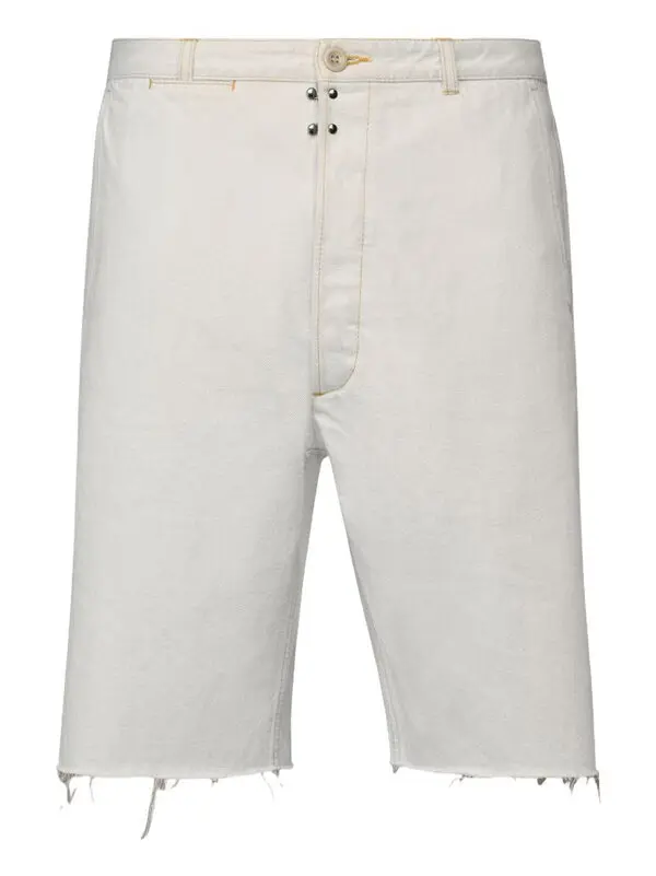 MAISON MARGIELA Frayed Hem Denim Shorts - White
