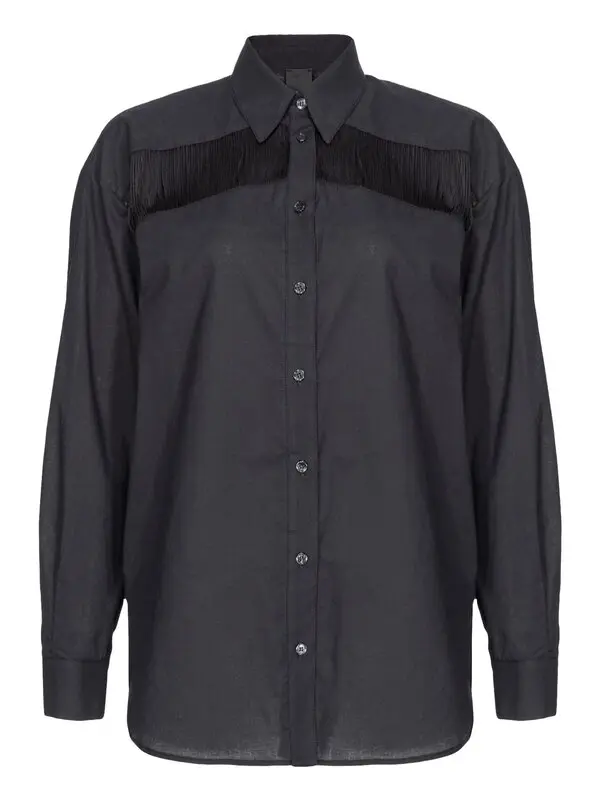 Pinko Buttoned Long Sleeve Shirt With Lapel Neck - Black