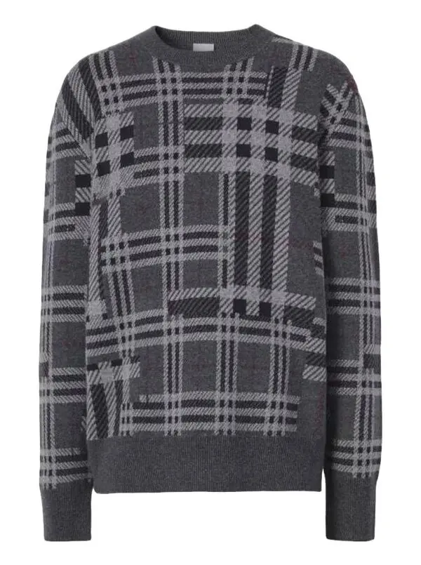 Burberry Checkered Jacquard Jumper - Black