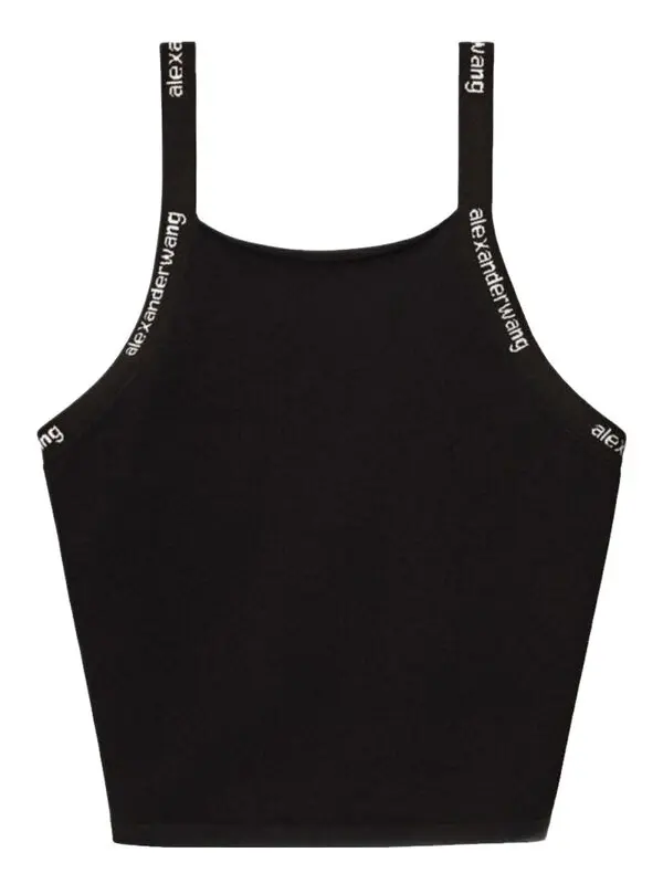 Alexander Wang Logo Jacquard-trim Bodycon Tank - Black