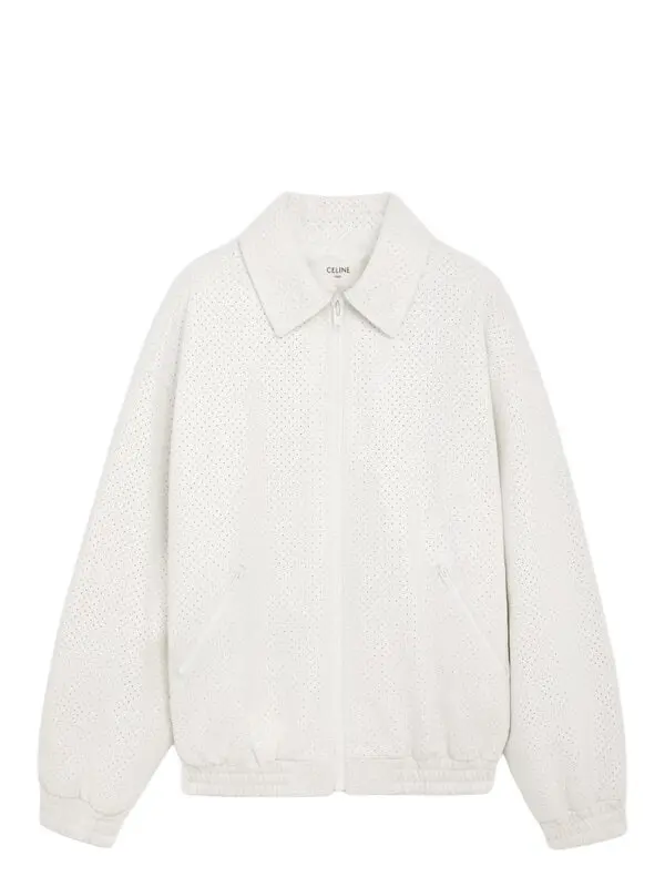 Celine Lapel Zipper Leather Jacket - Optical White