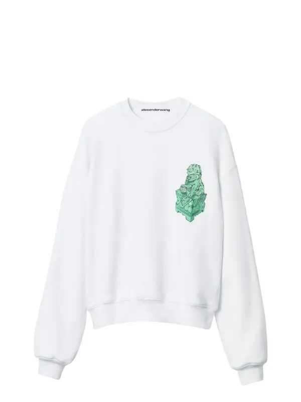 Alexander Wang Lion Graphic" Terry Cloth Sweatshirt - White