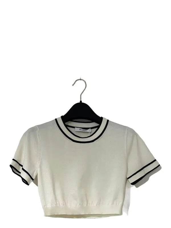Max Mara Short Sleeve T-shirt With Contrast Piping - Gray