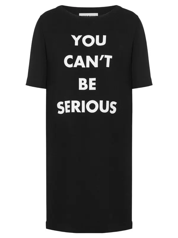 Moschino Text Print Round Neck Short Sleeve Dress - Black