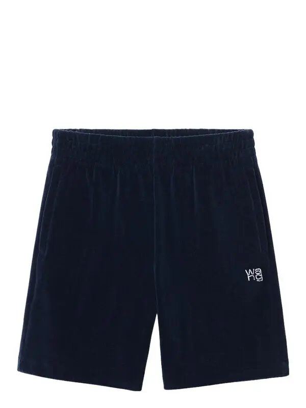 Alexander Wang High-waisted Velvet Track Shorts - Blue