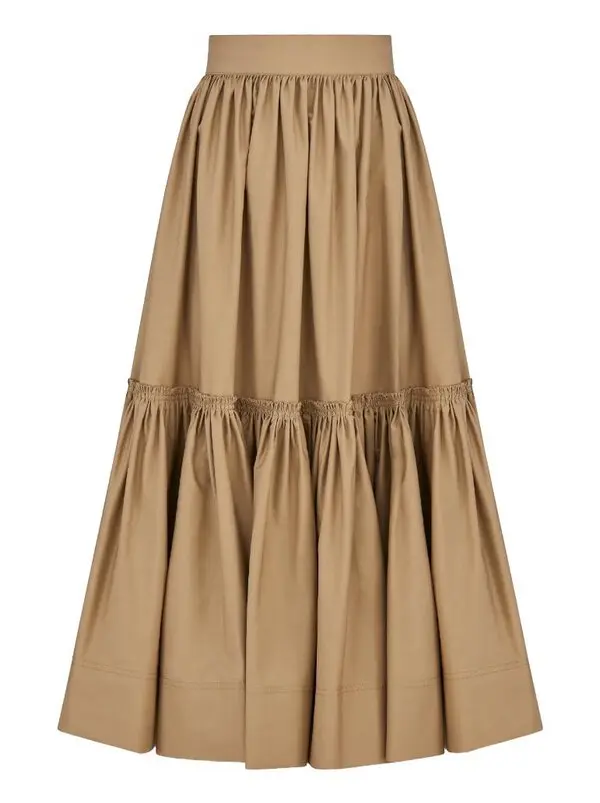 Dior Beige Gabardine Flared Mid-length Skirt - Nude