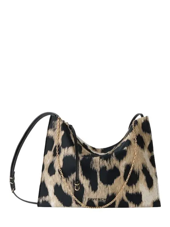 Givenchy Voyou Pouch In Leopard Jacquard - Black/beige