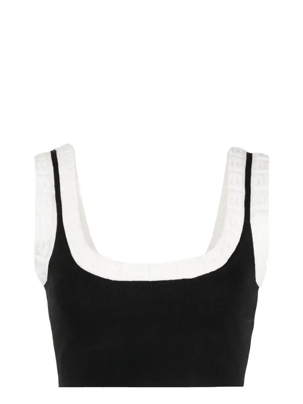 Alexander Wang Logo Jacquard Trim Cropped Top - Black