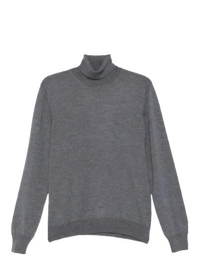 Tagliatore Long Sleeve High Neck Knit Top - Gray