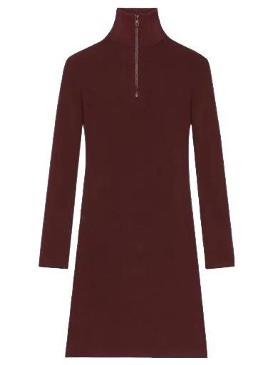 COURREGES Zipper-front Long Sleeve Dress - Brown