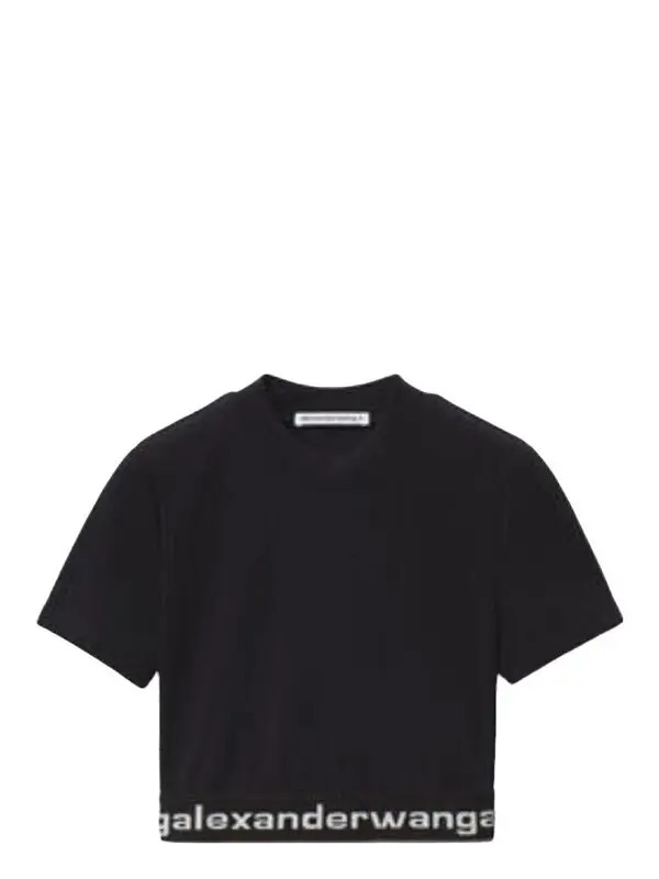 Alexander Wang Logo Tape Cropped T-shirt - Black