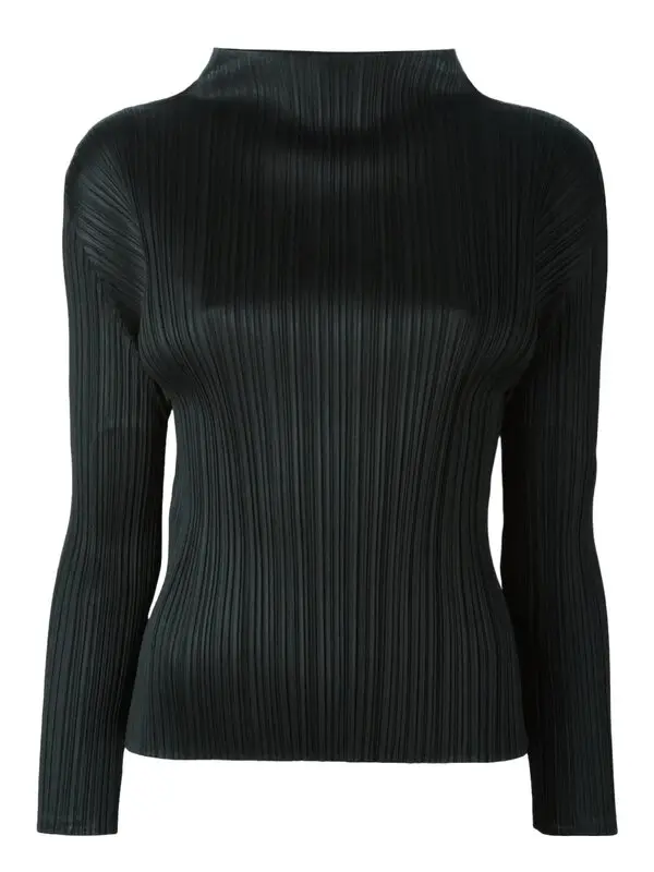 Issey Miyake High-neck Long-sleeve Top - Black