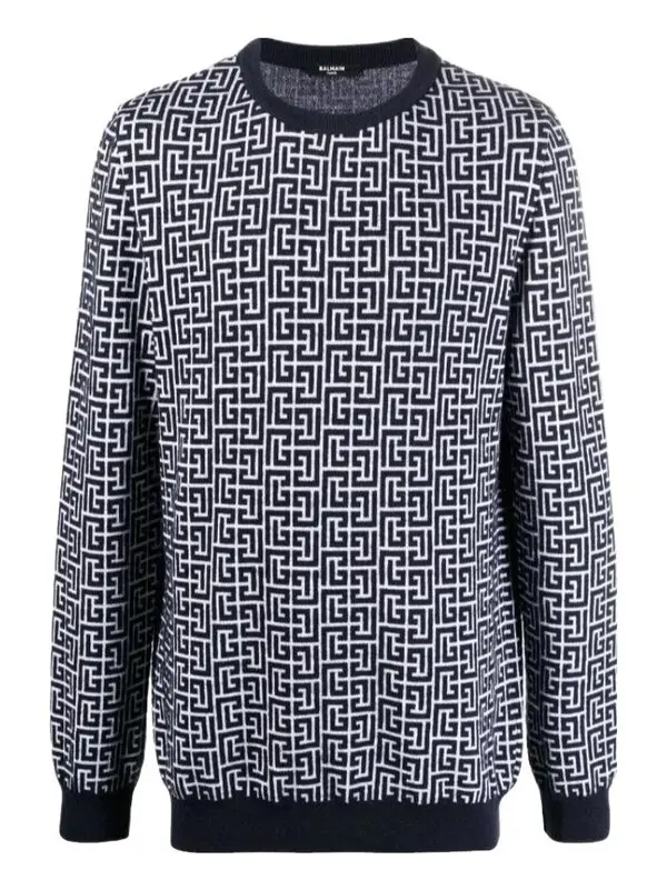 Balmain Printed Long Sleeve Jumper - Black