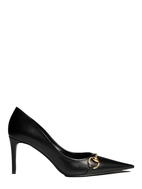 Gucci Donna Pointed Toe Stiletto Heel Pumps With Horsebit Detail - Black