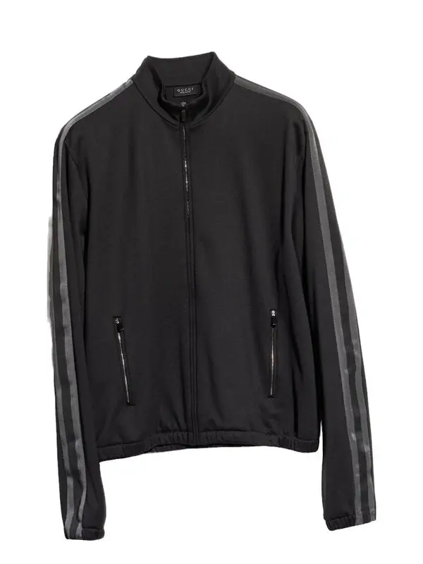 Gucci Cotton Jersey Zip Jacket With Muted Web Detail - Black