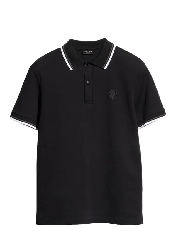 Gucci Cotton Piquet Polo Shirt With Embroidery - Black