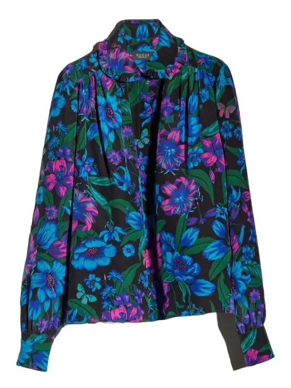 Gucci Floral Print Silk Crêpe De Chine Shirt - Multi-color