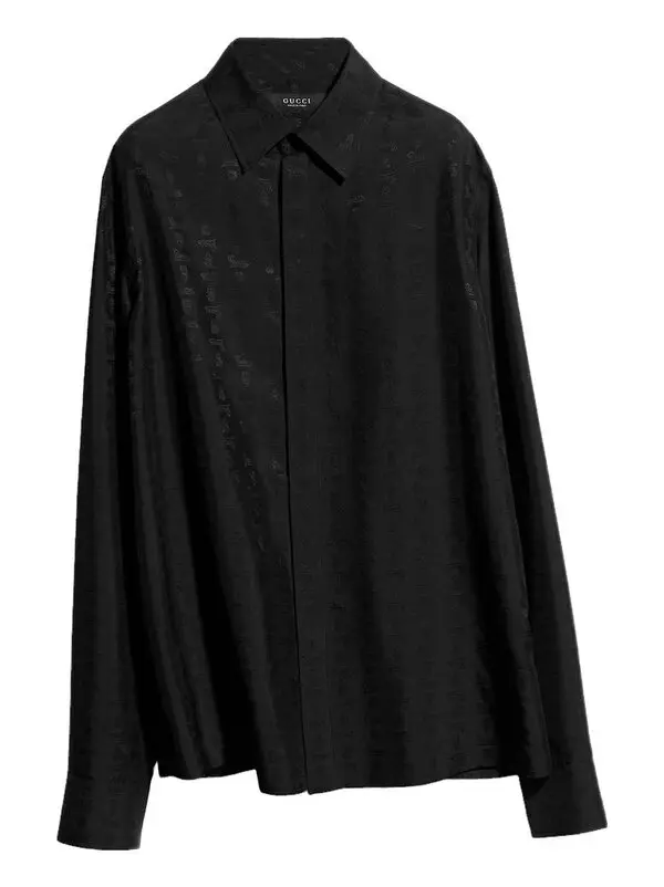Gucci Silk Habotai Jacquard Shirt - Black