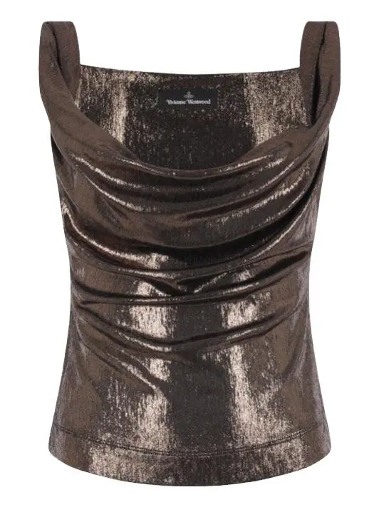 VIVIENNE WESTWOOD Draped Metallic Top - Bronze