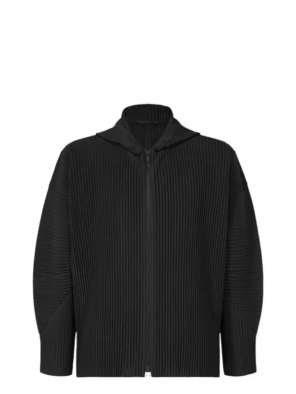 Issey Miyake Pleated Zip-up Hoodie - Black