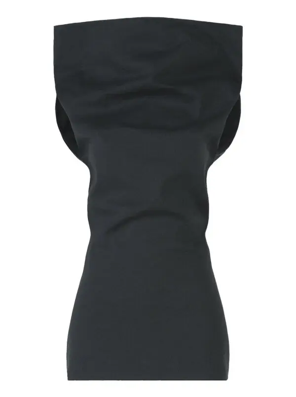 Issey Miyake Asymmetrical Mock Neck Top With Back Zip - Deep Blue