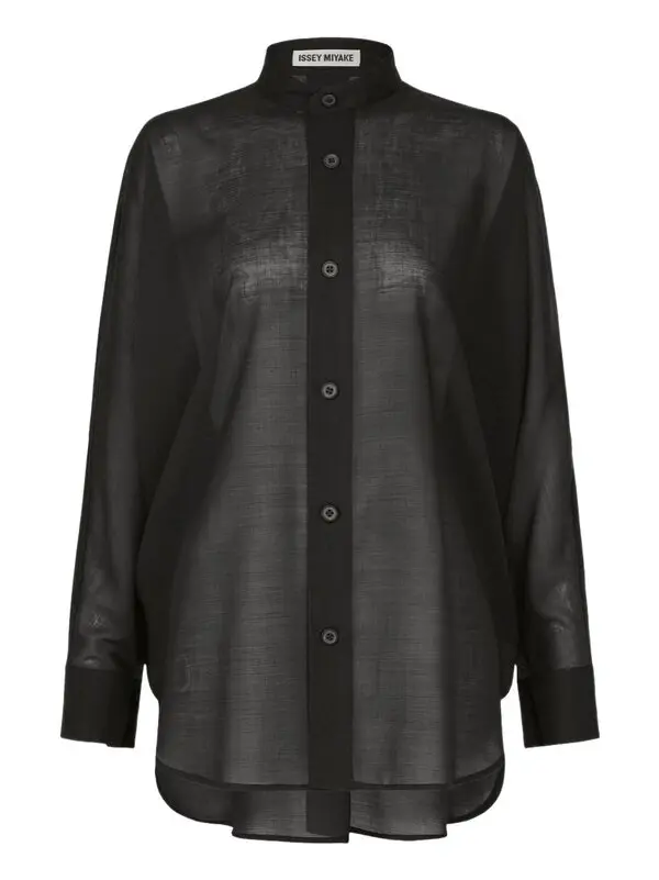 Issey Miyake Sheer Wool Dolman Sleeve Shirt - Black