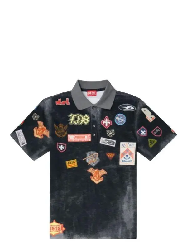 DIESEL® Rejust Patched Polo Shirt - Black