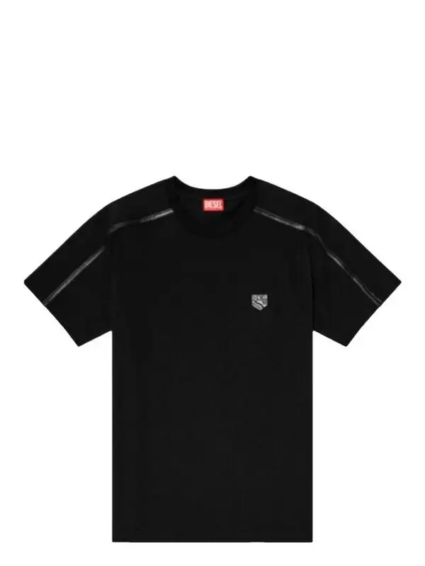 DIESEL® T-shirt With Contrast Trims And Logo Patch - Black