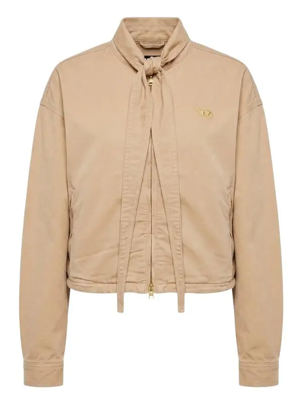 DIESEL® Two-way Zip Casual Jacket With Tie Detail - Beige